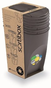 PROSPERPLAST Sada odpadkových košů SORTIBOX, 3x35l