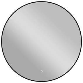 CERANO - Koupelnové LED zrcadlo Velo, kovový rám - černá matná - Ø 80 cm