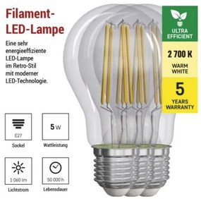 Emos lighting LED žárovka Filament A60 A CLASS/ E27 / 5 W (75 W) / 1 060 lm / teplá bílá 1525283276