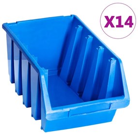 Stohovatelné úložné zásobníky 14 ks modré plast 146286