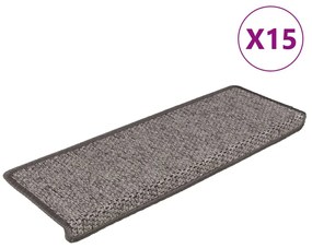 vidaXL Marketos Samolepící nášlapy na schody sisal 15ks 65x21x4cm šedé a béžové