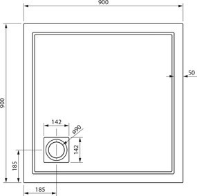 Gelco Xena čtvercová sprchová vanička 90 x 90 cm litý mramor bílá HX009