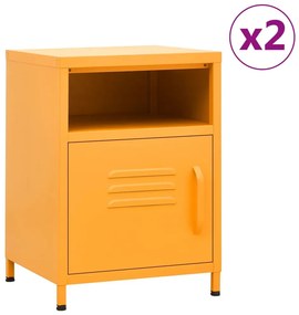 Noční stolky 2 ks hořčicově žlutá 35 x 35 x 51 cm ocel 3095216