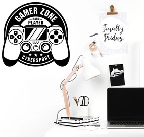Živá Zeď Samolepka na zeď Gamer Zone Hráč Barva: černá