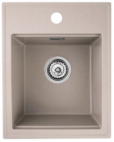 Sink Quality Ferrum New 4050, 1-komorový granitový dřez 400x500x185 mm + chromový sifon, béžová, SKQ-FER.4050.BX