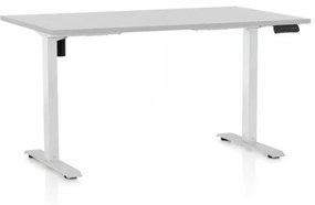 Výškově nastavitelný stůl OfficeTech B 140 x 80 cm, bílá podnož