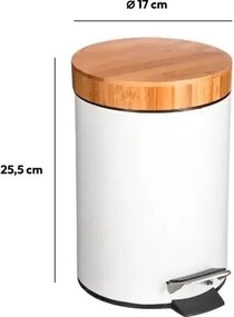 Odpadkový koš s bambusovým víkem NATUREO 3L, bílý