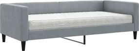 Válenda s matrací světle šedá 90 x 200 cm textil 3196560