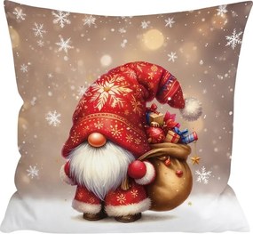 3D povlak na polštář z mikrovlákna SANTA GNOME 45x45 cm, červený