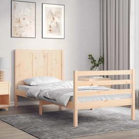 vidaXL Rám postele s čelem Single masivní dřevo [3194471] Barva: Přírodní