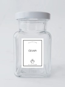 Samolepka na kořenky ČEVAPI bílá 3 × 4 cm základní písmo