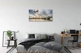 Obrazy na plátně letadel mraky 140x70 cm