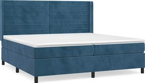 Box spring postel s matrací tmavě modrá 200x200 cm samet 3132763