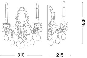 Ideal Lux - Křišťálové nástěnné svítidlo GIOCONDA 2xE14/40W/230V zlatá