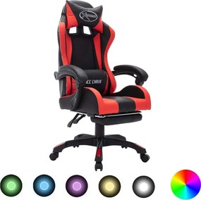 vidaXL Herní židle s RGB LED podsvícením černo- umělá kůže [288009] Barva: Červeno-černá