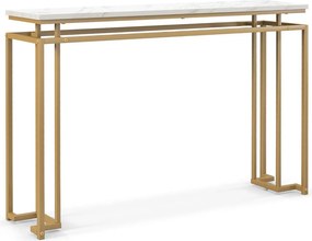 Costway 120 cm konzolový stůl s deskou z umělého mramoru a geometrickým kovovým