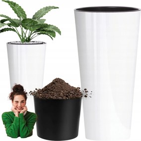 Květináč S Vložkou Vysoký Velký Kulatý Bílý Do Zahrady Podlouhlý Květináč