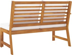 Zahradní lavice 114,5 cm s krémovou poduškou masivní akácie 311836