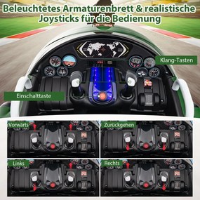 Costway Dětské elektrické autíčko v leteckém vzhledu, pojízdné elektrické