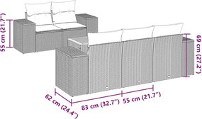 6dílná zahradní sedací souprava s poduškami černá polyratan 3257659