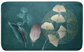 Tyrkysová koupelnová předložka 45x75 cm Ginkoblue – douceur d'intérieur