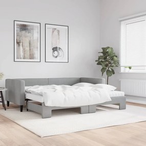 Válenda s přistýlkou a matracemi světle šedá 90 x 190 cm textil 3196606