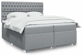 Box spring postel s matrací světle šedá 200 x 200 cm textil 3290602