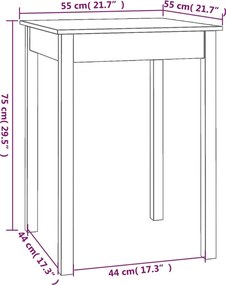 vidaXL Jídelní stůl 55 x 55 x 75 cm masivní borové dřevo [814255] Barva: Přírodní