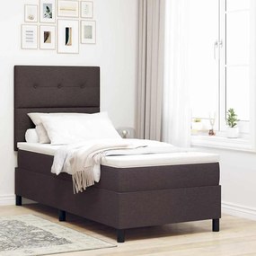 Postel s boxspringem s čelo Tmavě hnědá 80 x 200 cm textil 3339346