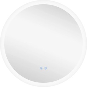 kleankin Osvětlené koupelnové zrcadlo Ø70 cm se 3 barvami světla, IP44, dotykový spínač, proti zamlžení pro moderní koupelny