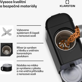 Klarstein Marcia Touch ořechový mléčný automat 1,2 litru 6 nerezových nožů 1200 W 10 + 2 programy