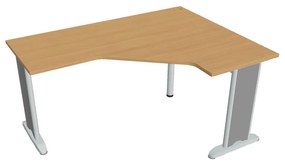 Stůl ergo lomený levý 160×120 cm - Hobis Flex FEV 60 L Dekor stolové desky: buk, Barva nohou: Stříbrná