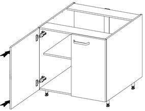 OLD STYLE | dolní kuchyňská skříňka 80 D 2F s policí | 80 cm | antracit/old style