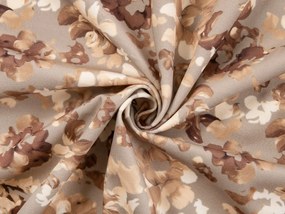 Biante Sametový povlak na polštář s lemem Tamara TMR-042 Hnědé květy na šedobéžovém 45 x 45 cm