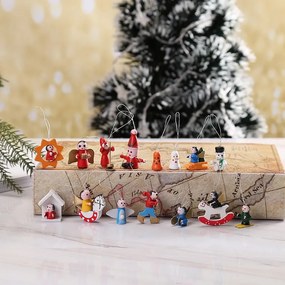 Mini dřevěné rustikální  vánoční ozdoby na stromeček, různé varianty na výběr Varianta: Varianta 1
