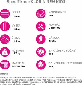 Závěsné houpací křeslo, zelená, KLORIN NEW KIDS CACOON HAMMOCK
