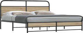 Kovový rám postele bez matrace kouřový dub 200 x 200 cm 3318683