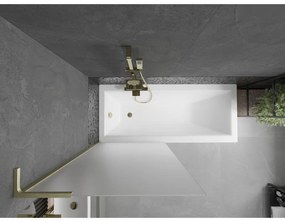 Mexen Next L, 1-křídlová vanová zástěna 80 x 150 cm, 6mm sklo námraza, zlatý matný profil, 895-080-000-03-30-55