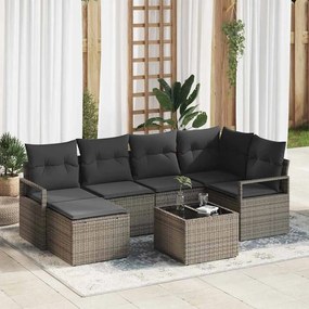 Set pohovek 7 ks Světle šedá polyratan 3355128