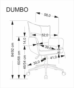 Kancelářské otočné křeslo DUMBO — látka, šedá