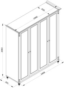 Šatní skříň 4D s osvětlením Luxor - bílá