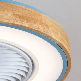 Brilagi - LED Stmív. svítidlo s ventilátorem LED/38W/230V 50 cm modrá/dub + DO