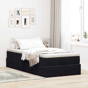 Osmanský rám postele s matrací černá 90x200cm samet 3311161
