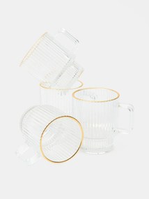 Sinsay - Sada skleněných hrnků s rýhovaným povrchem a pozlaceným okrajem 4 pack - clear
