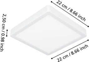 Eglo 901336 - LED Koup. stropní svítidlo FUEVA LED/10,5W/230V 22x22cm IP44 bílá