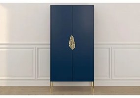 Skříň vysoká SKANDICA MERLIN 160 cm, modrá a zlaté kovové nohy SKANDICA 8689