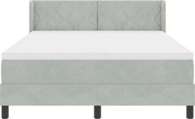 Postel s boxspringem s čelo Světle šedá 190 x 140 cm samet 3341516