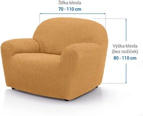 Super strečové potahy  RUBINIA zlatá křeslo (š. 70 - 110 cm)