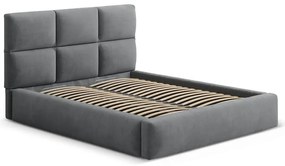 Šedá čalouněná dvoulůžková postel s úložným prostorem s roštem 140x200 cm Libera – Windsor &amp; Co Sofas