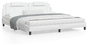 vidaXL Rám postele s LED osvětlením bílý 200 x 200 cm umělá kůže